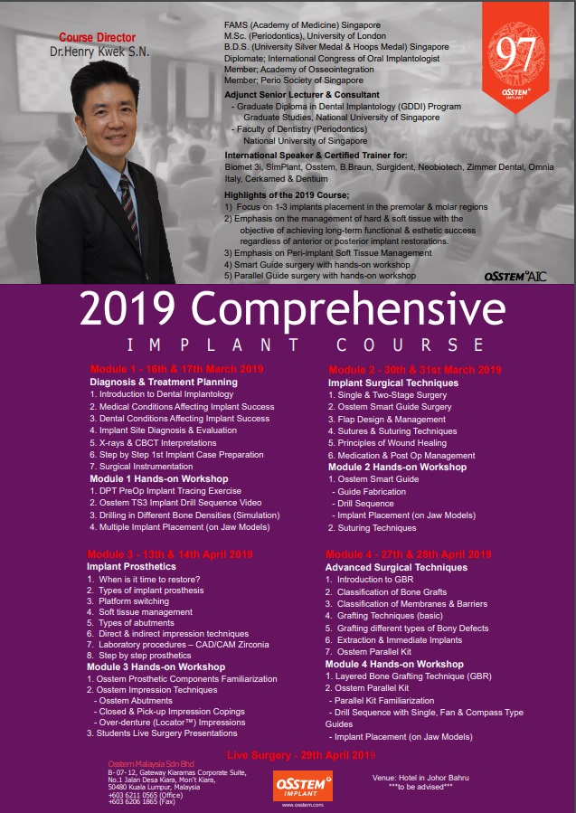 2019 Comprehensive Implant Course (OSSTEM) by Dr Henry Kwek | Dental Clinics, Dentists, Klinik ...